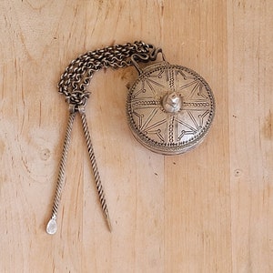 Art Deco Silver Snuff Box W/ Chain Spoon & Stick, Vintage 800 Silver ...