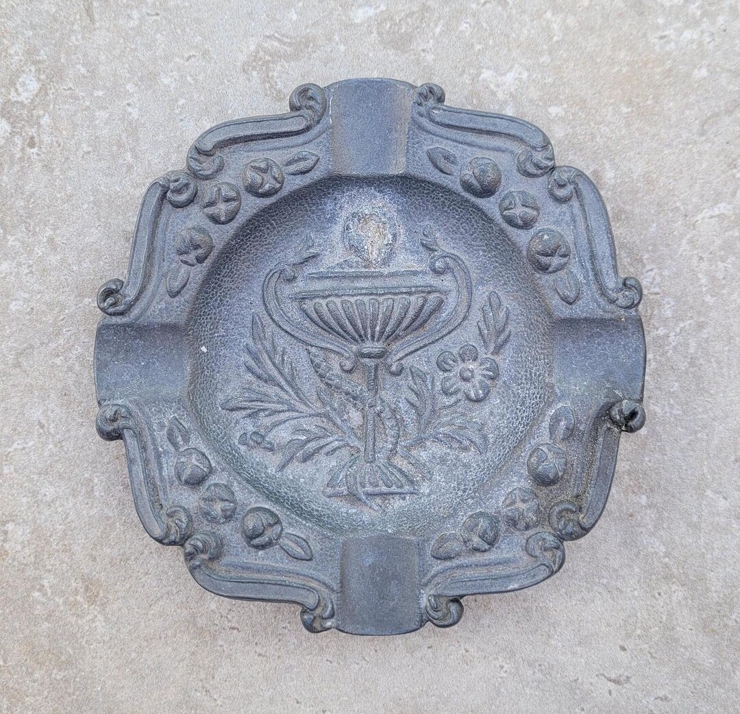 Art Deco Chalice Pewter Ashtray, Vintage Ring Dish W/symbol of Pharmacy ...