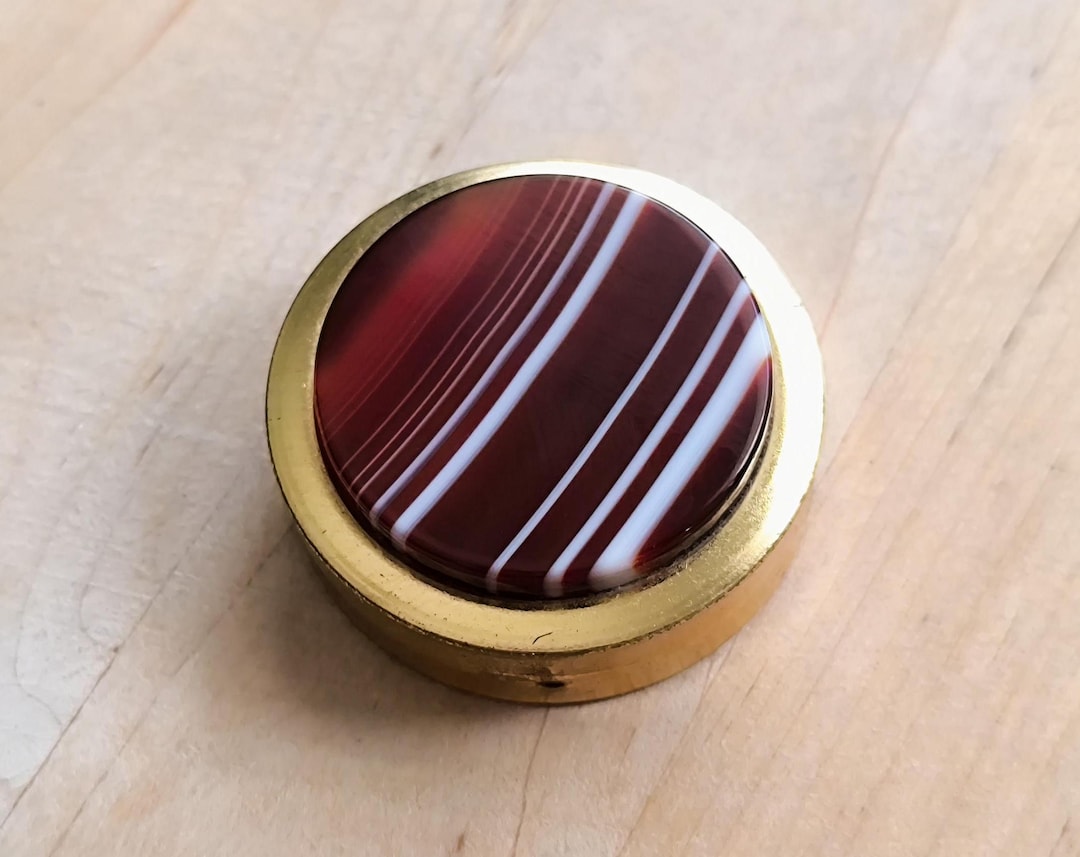 Agate Red and Golden Pill Box, Vintage Carnelian Ginged Medicine Drugs ...