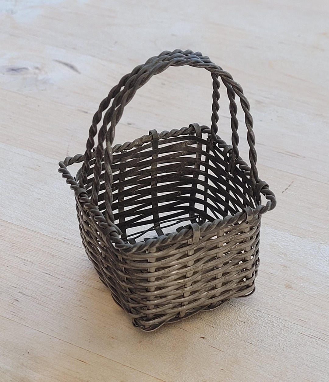 Small Silver Plated Basket, Vintage Mini Ring Dish Basket With Handle ...