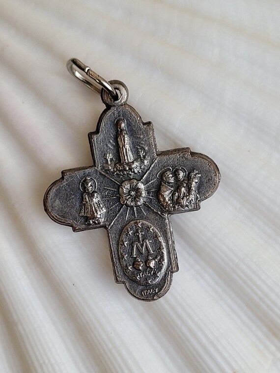 Vintage 4 way cross pendant, Italian dark silver tone… - Gem