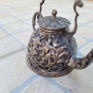 Victorian Pewter Small Teapot, Antique Mini Tea Pot With Handle ...
