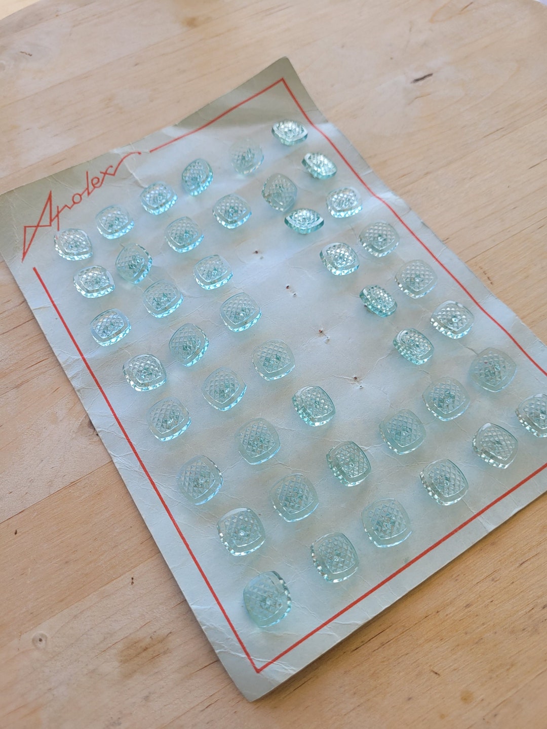 Vintage Light Blue Square Buttons: Glass Effect Acrylic, Sewing ...