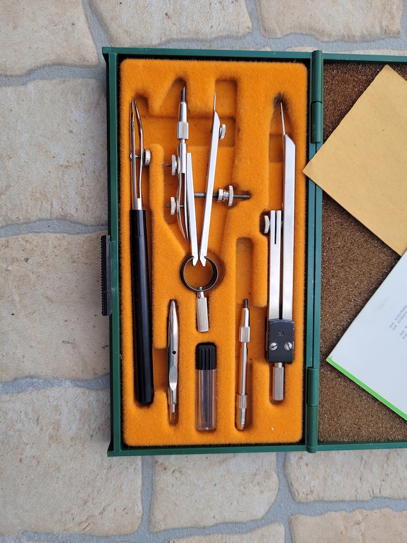Vintage KIN Drawing Compass Set: Collectible Drafting Tools ...