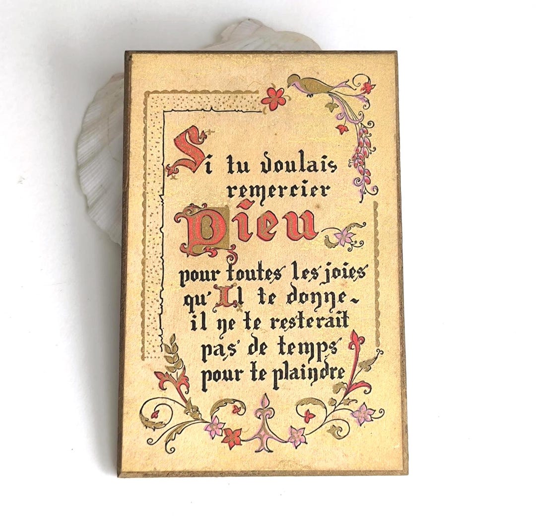 Vintage French Wall Plaque With Spiritual Message, 1950s Religious ...