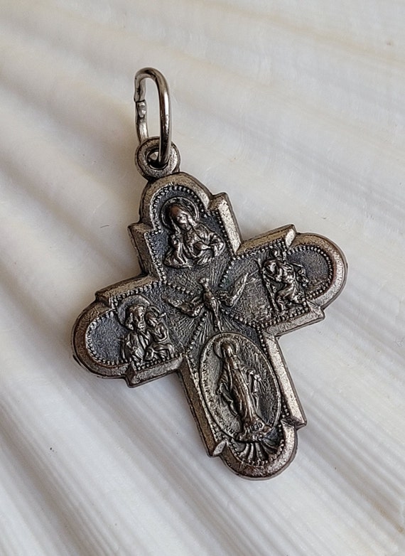 Vintage 4 way cross pendant, Italian dark silver tone… - Gem
