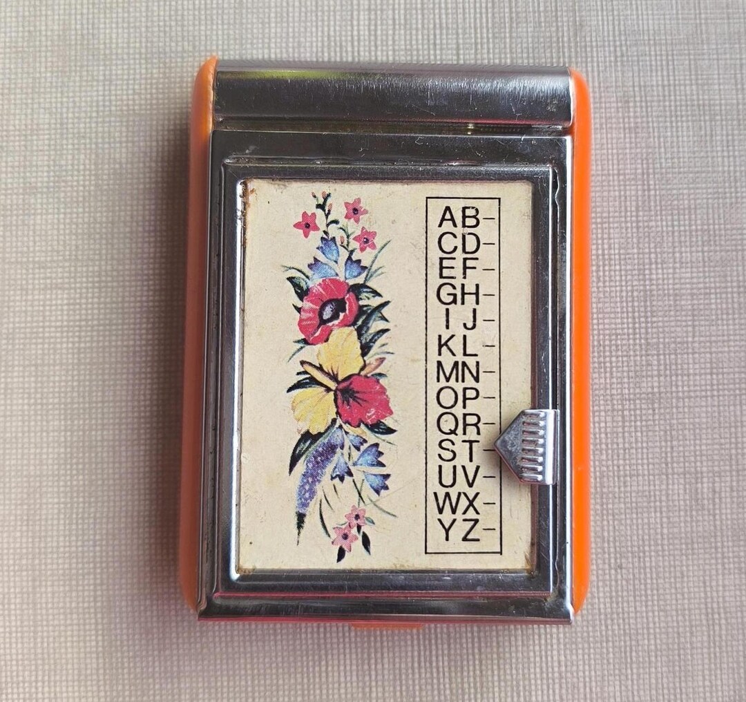 Retro Floral Orange Pocket Index, Vintage Mini Phone & Address Book ...