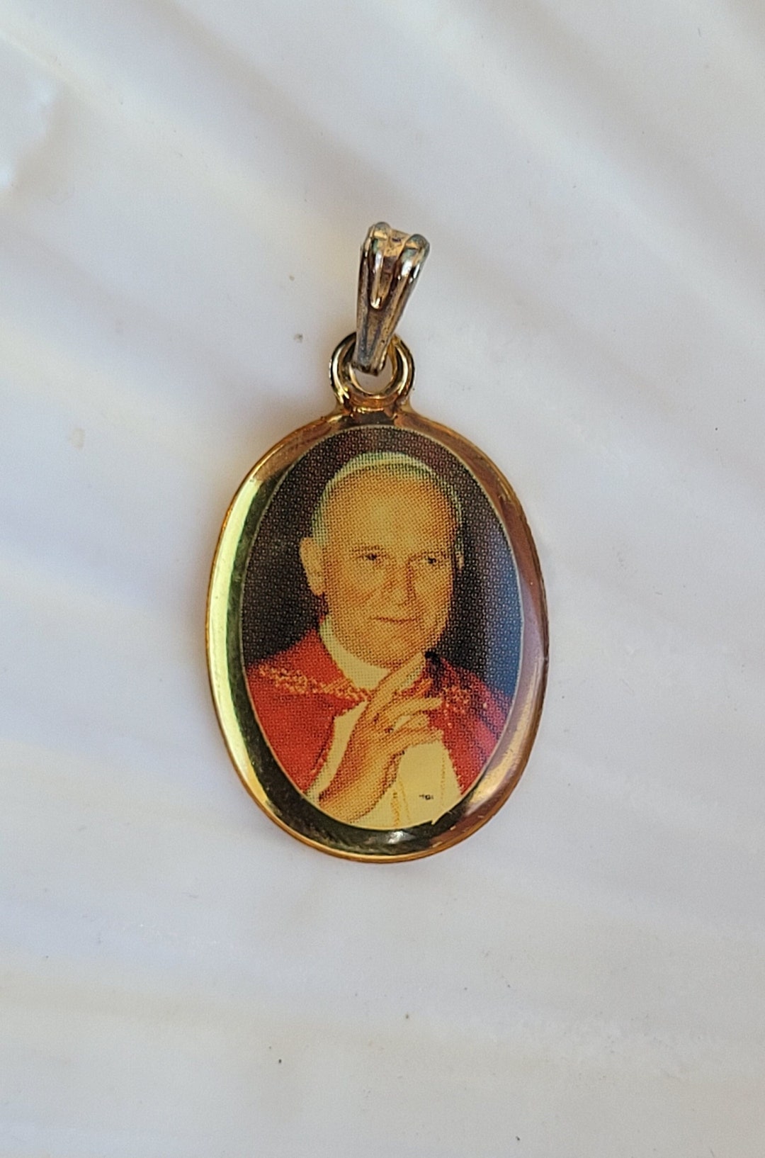 Pope John Paul II Pendant, Vintage Vatican Gold Tone Religious Charm ...