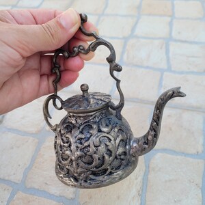 Victorian Pewter Small Teapot, Antique Mini Tea Pot With Handle ...