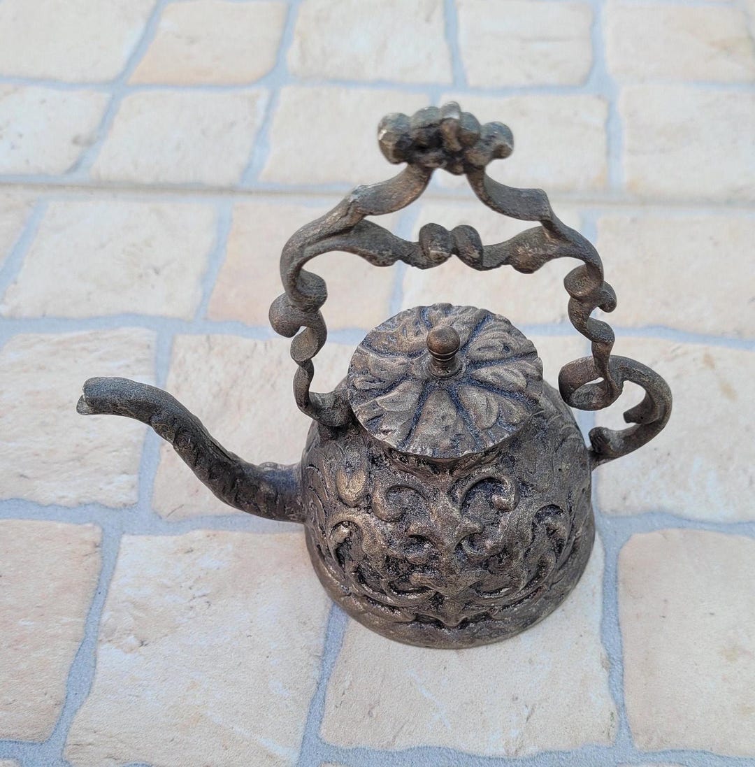 Victorian Pewter Small Teapot, Antique Mini Tea Pot With Handle ...