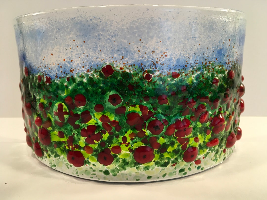 Poppy Field Curve in Fused Glass - Etsy