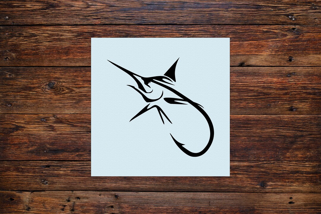 Marlin Fishing Vinyl Decal Sticker, Marlin Hook Sticker, Blue Marlin ...