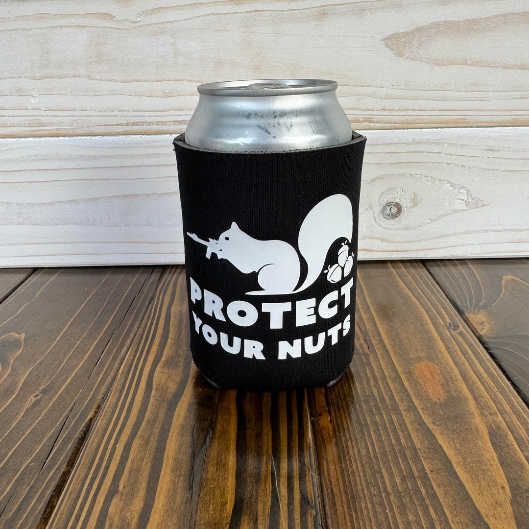 Funny Tactical Gun Decal Beer Coozie, Protect Your Nuts Decal Drink ...