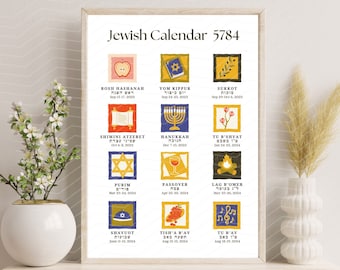 Jewish Calendar Print Out 5783 2022-2023 - Etsy