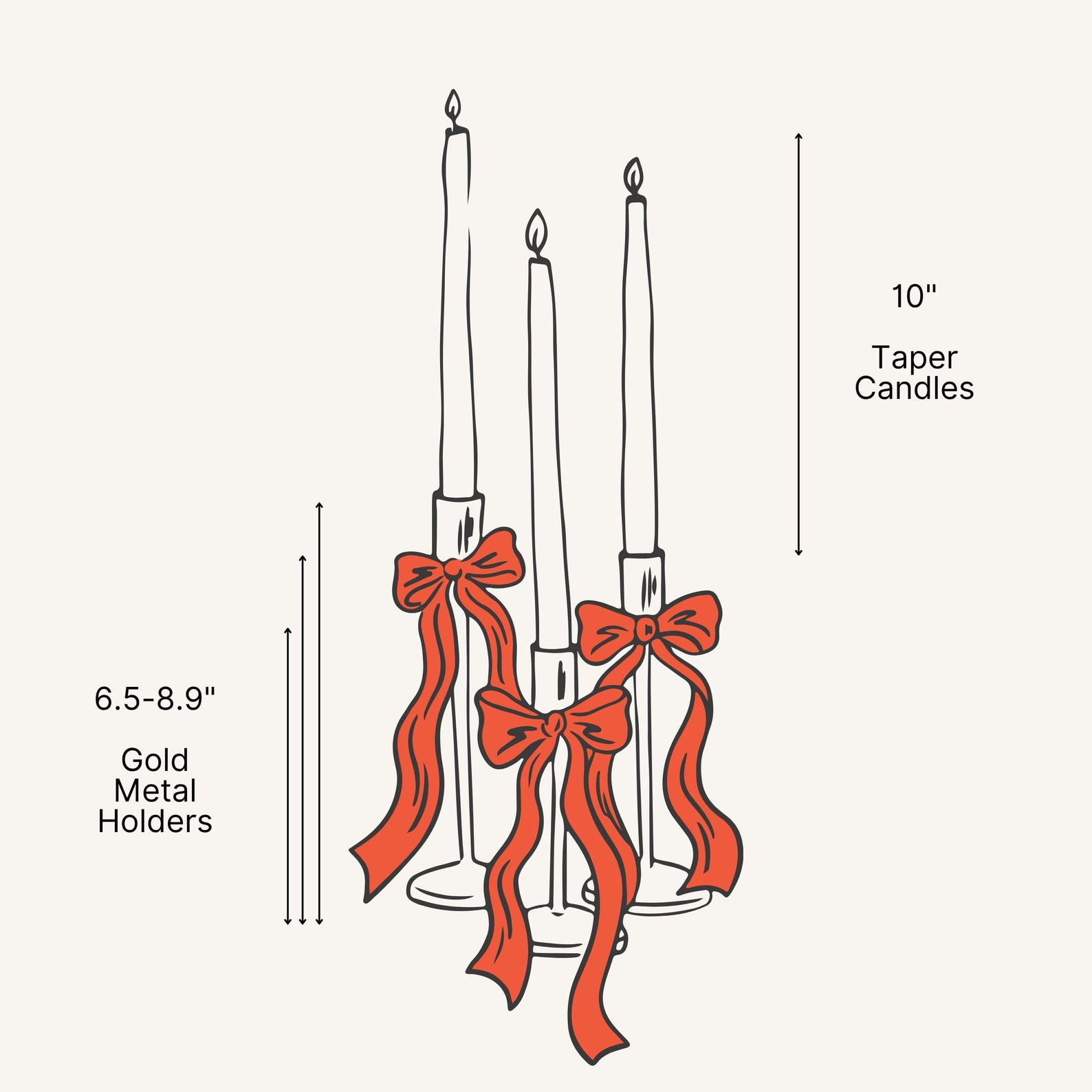 Taper Candle Bow Long Set of 2 Taffeta Bows Centrepiece Dinner Candle ...
