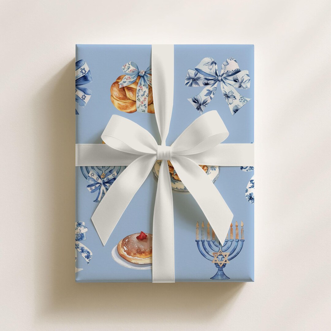Hanukkah Coquette Wrapping Paper Roll Hanukkah Elements Wrapping Paper ...