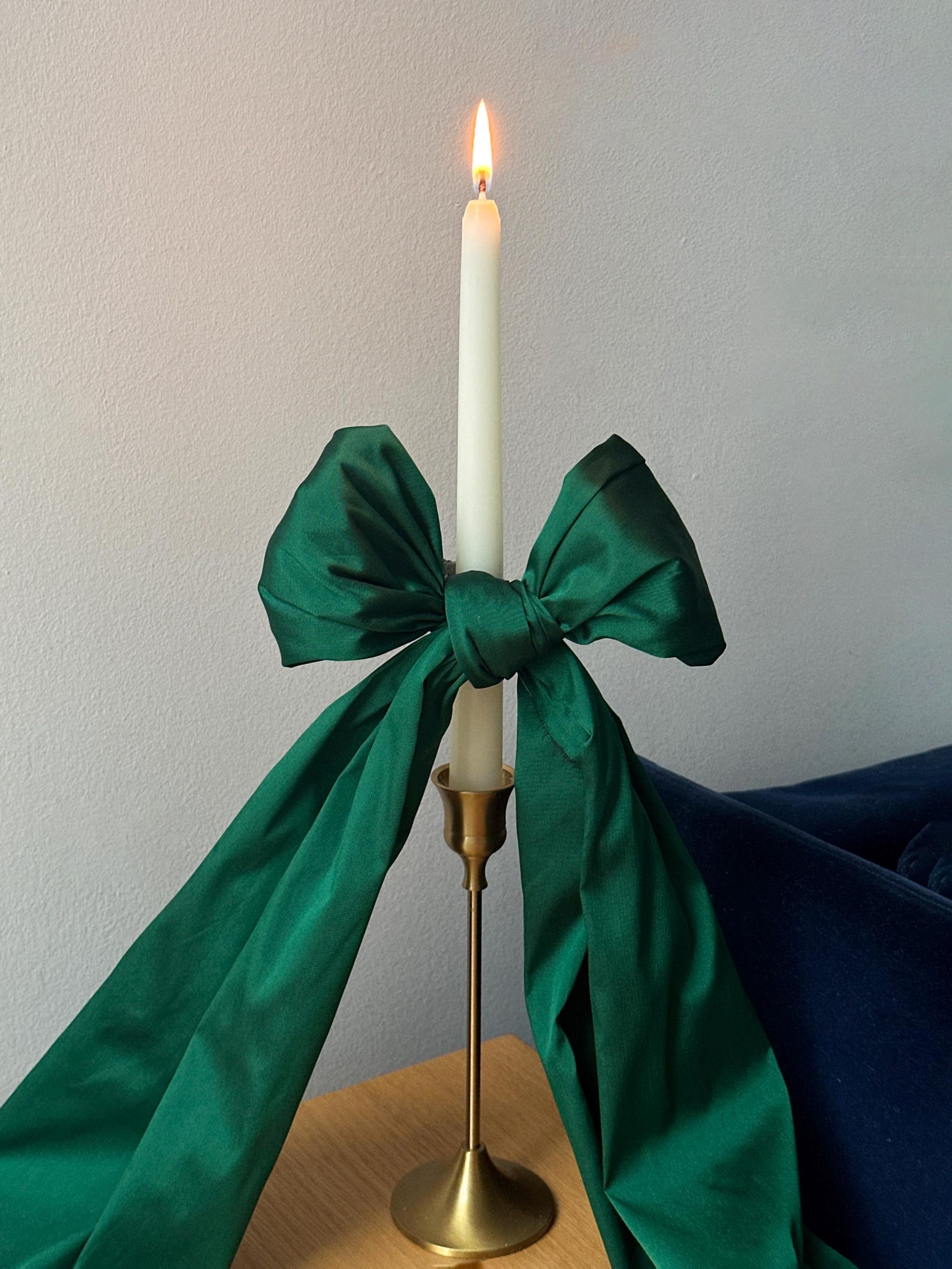 Taper Candle Bow Long Set of 2 Taffeta Bows Centrepiece Dinner Candle ...