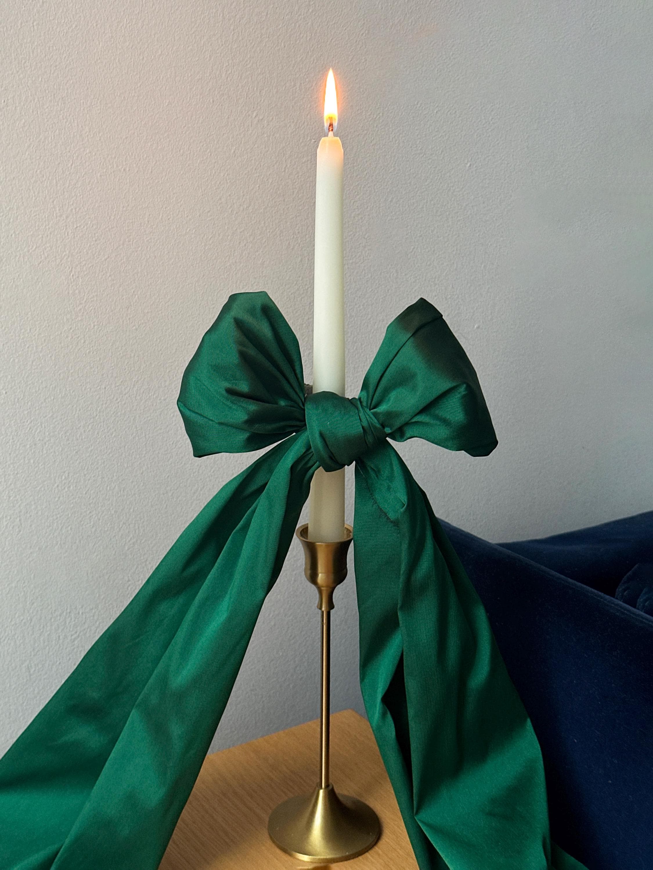 Taper Candle Bow Long Set of 2 Taffeta Bows Centrepiece Dinner Candle ...