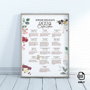 Jewish Holidays 2024 Calendar 2024 Rosh Hashanah New Year 5784 Jewish ...