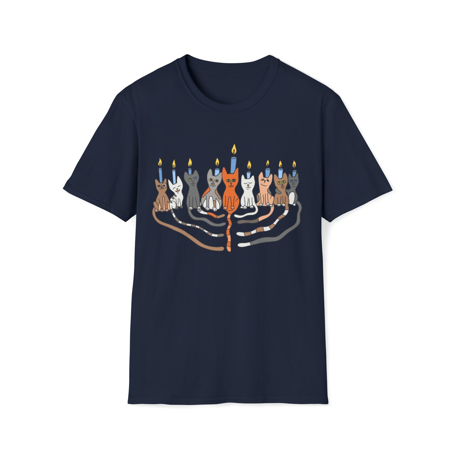 Funny Hanukkah Shirt Cat Menorah Hanukkah Menorah Shirt Meowzel ...