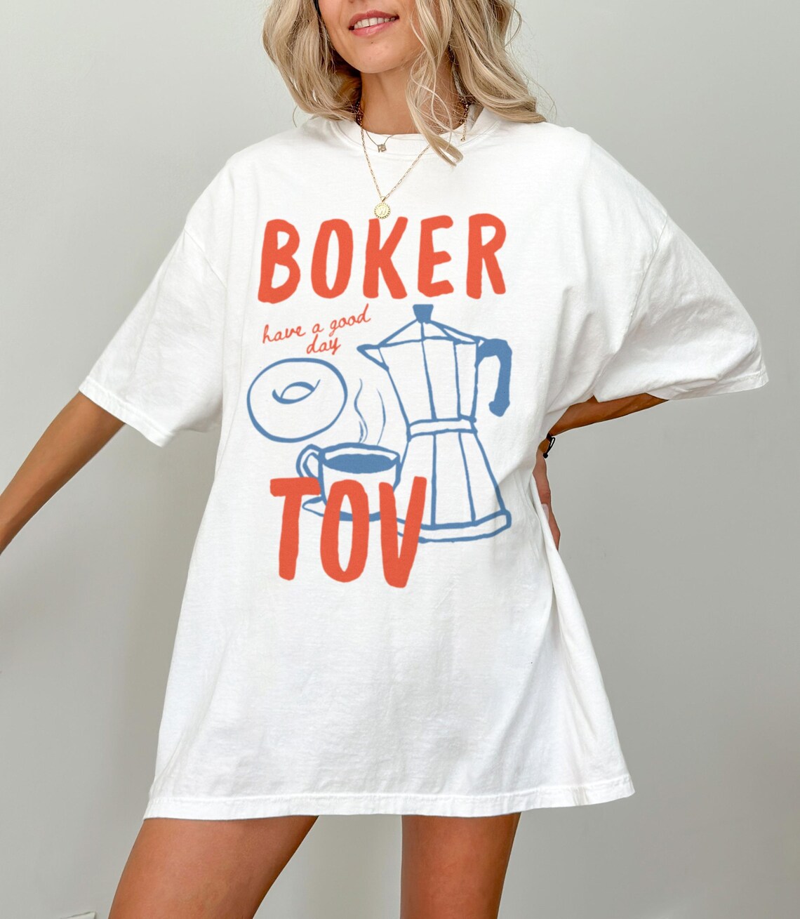 Boker Tov Shirt Comfort Colors Shirt Coffee Lover Gift Retro Rosh ...