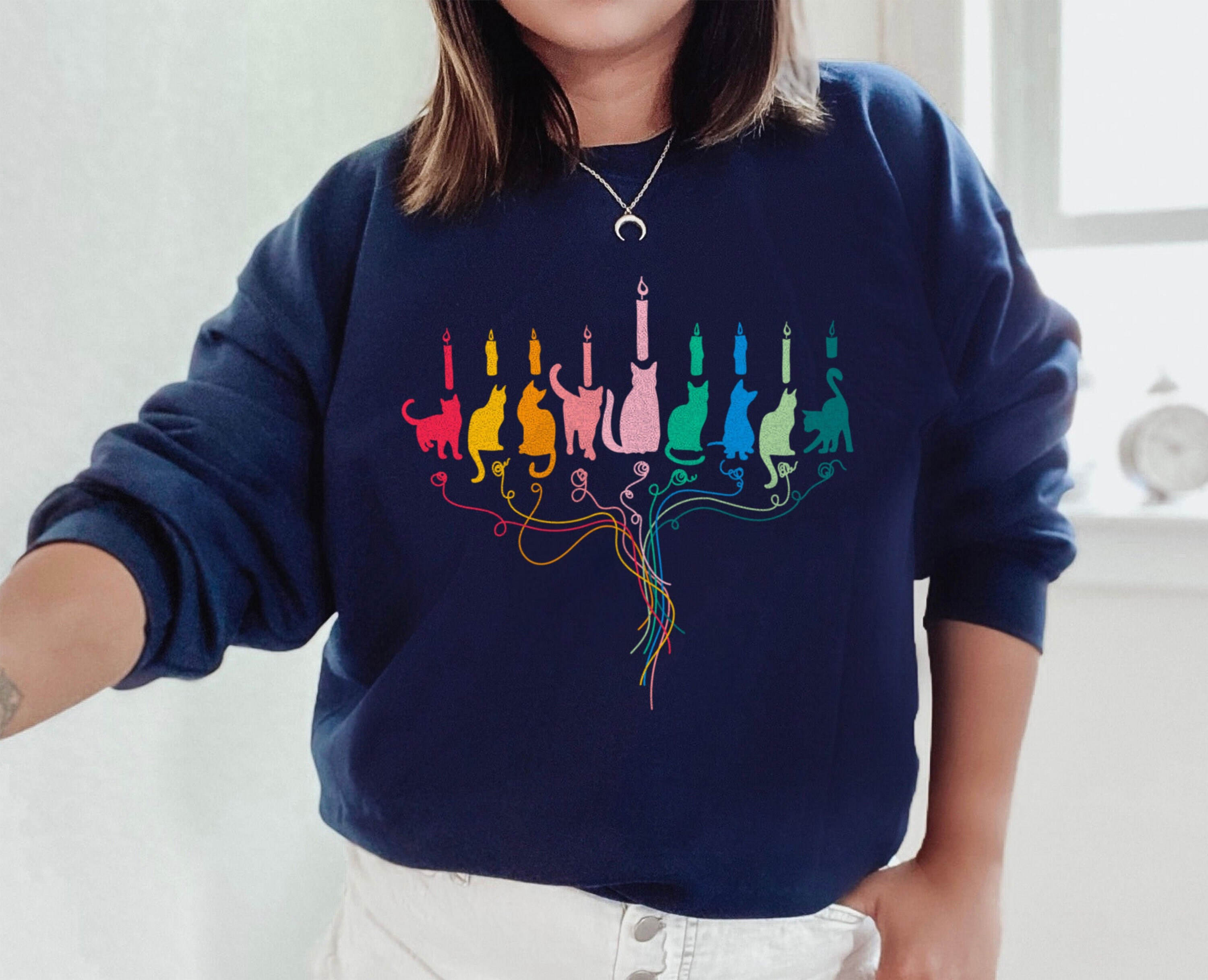 Funny Hanukkah Sweater Cat Menorah Hanukkah Menorah Shirt - Etsy