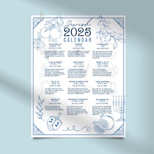 Jewish Calendar 2025 Poster Jewish Gift New Year 5785 Rosh Hashanah ...
