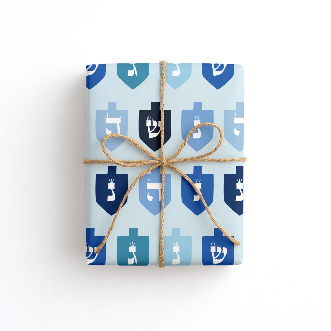 Hanukkah Dreidel Wrapping Paper Roll Dreidel Hanukkah Elements Wrapping ...
