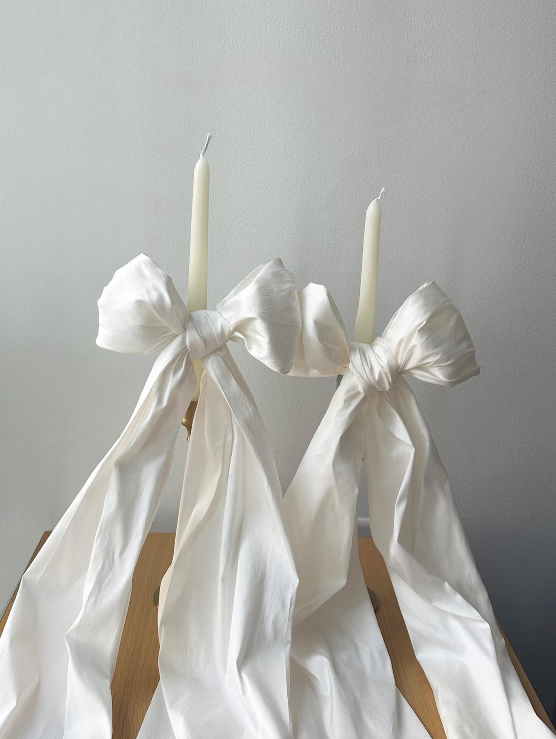 Taper Candle Bow Long Set of 2 Taffeta Bows Centrepiece Dinner Candle ...
