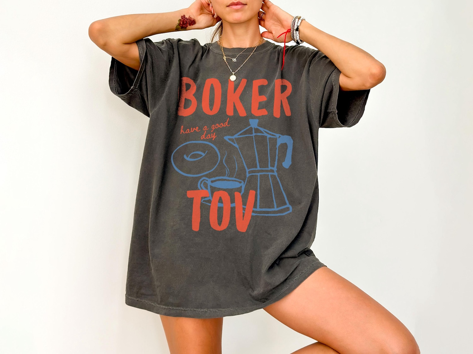 Boker Tov Shirt Comfort Colors Shirt Coffee Lover Gift Retro Rosh ...