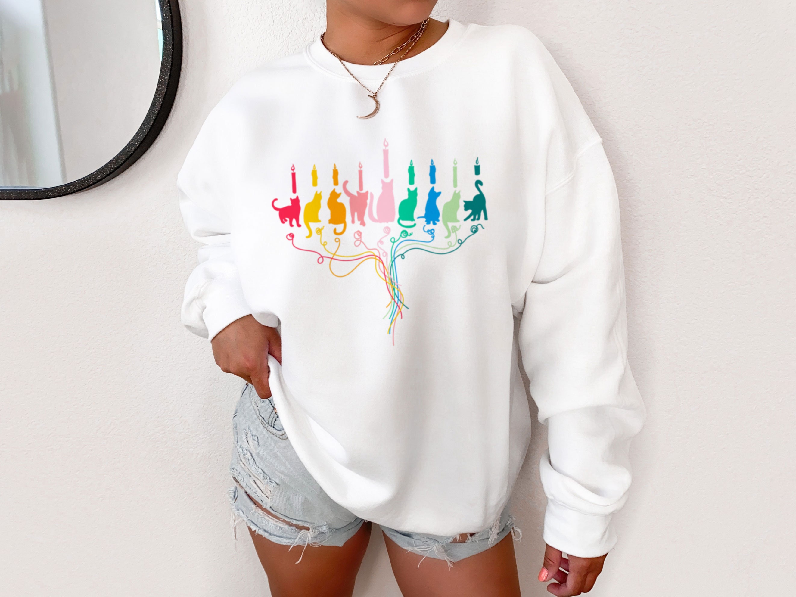 Funny Hanukkah Sweater Cat Menorah Hanukkah Menorah Shirt - Etsy