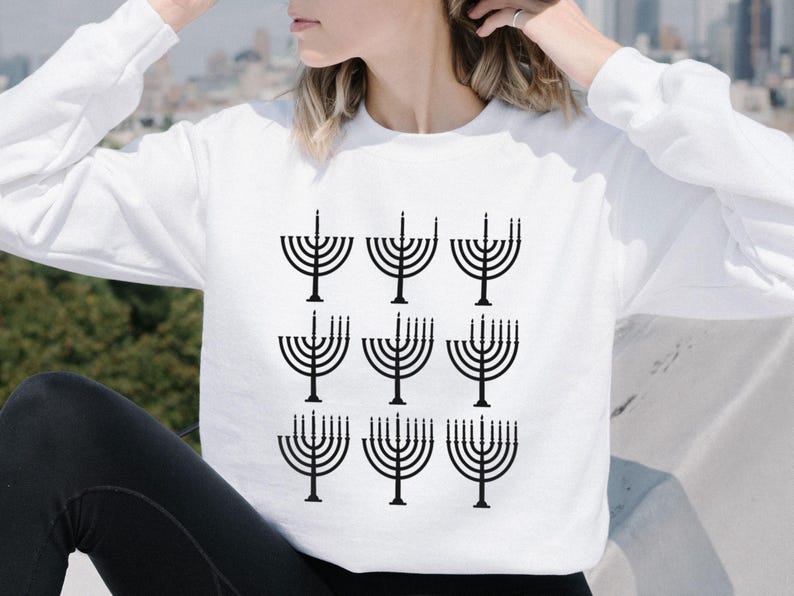 Menorah Sweatshirt Hanukkah Shirt Hannukah Shirt Hanukkah Gifts Happy ...