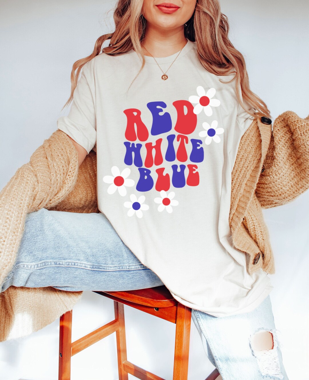 Red White Blue Shirt America Shirt Womens 4th of July Shirt Retro ...