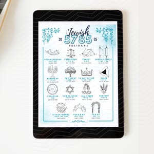 Jewish Calendar 5785 Jewish Poster 2024 2025 Rosh Hashanah New Year ...