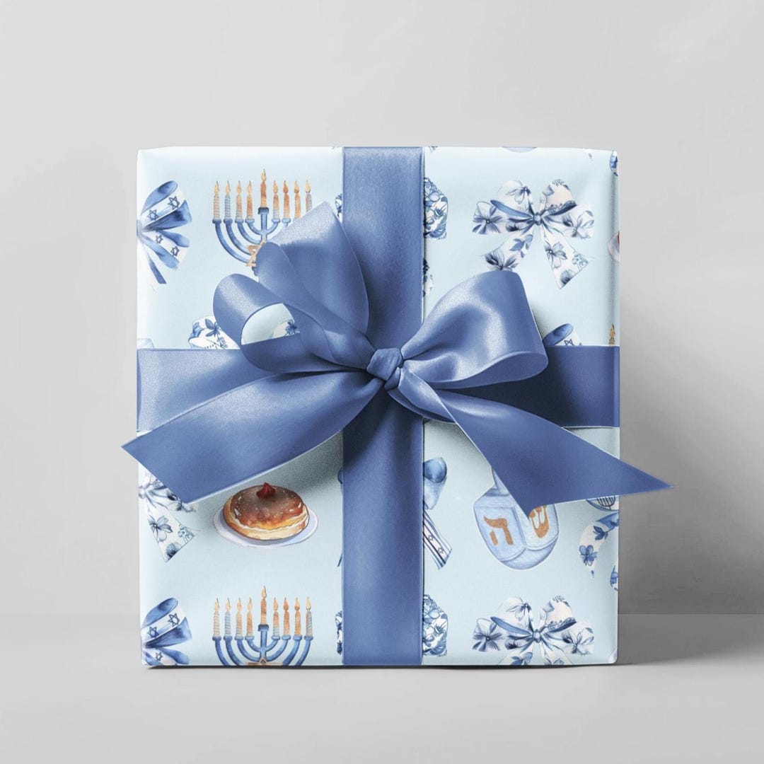 Coquette Hanukkah Wrapping Paper Roll Coquette Bow Hanukkah Elements ...