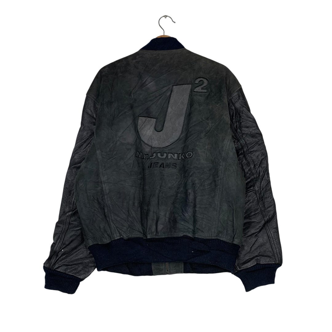 Vintage Mr Junko Jeans Big Logo Leather Jacket - Etsy