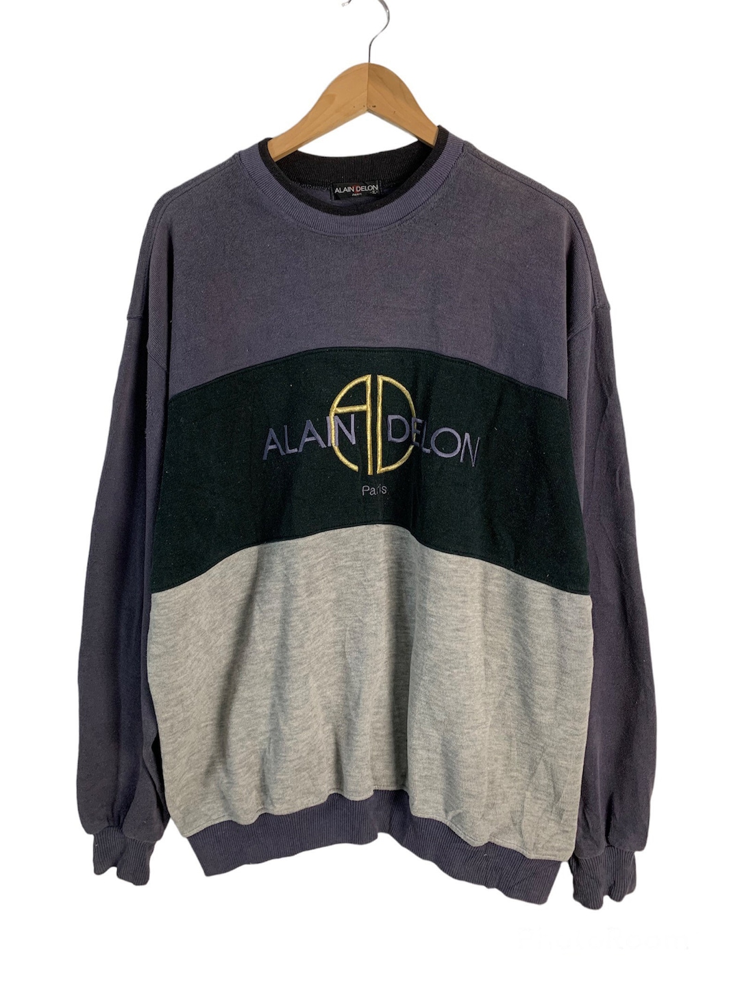 Alain Delon Big Logo Color Block Sweatshirt - Etsy