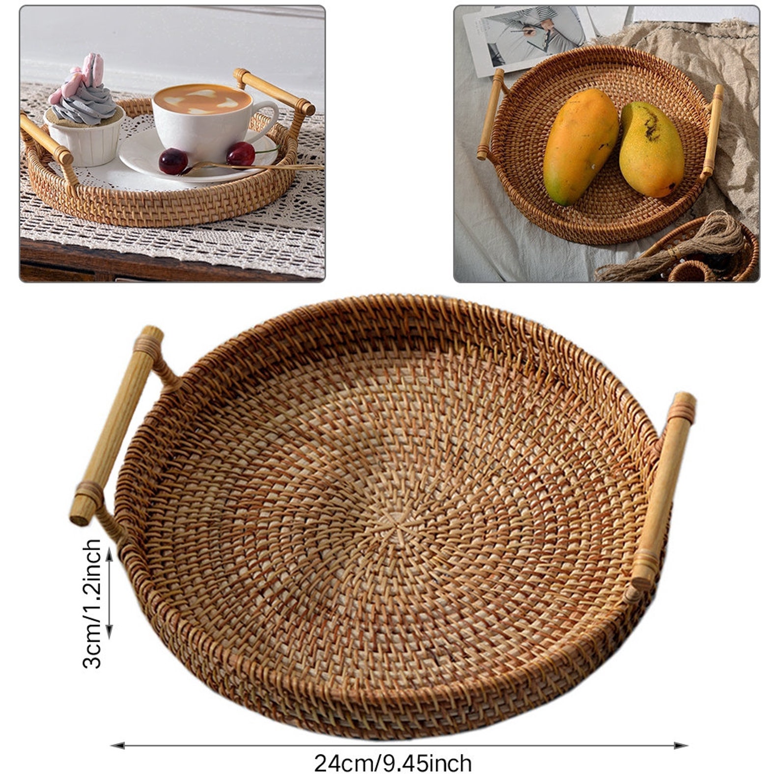 Rattan Serving Tray Handwoven Rattan Platter Rattan - Etsy