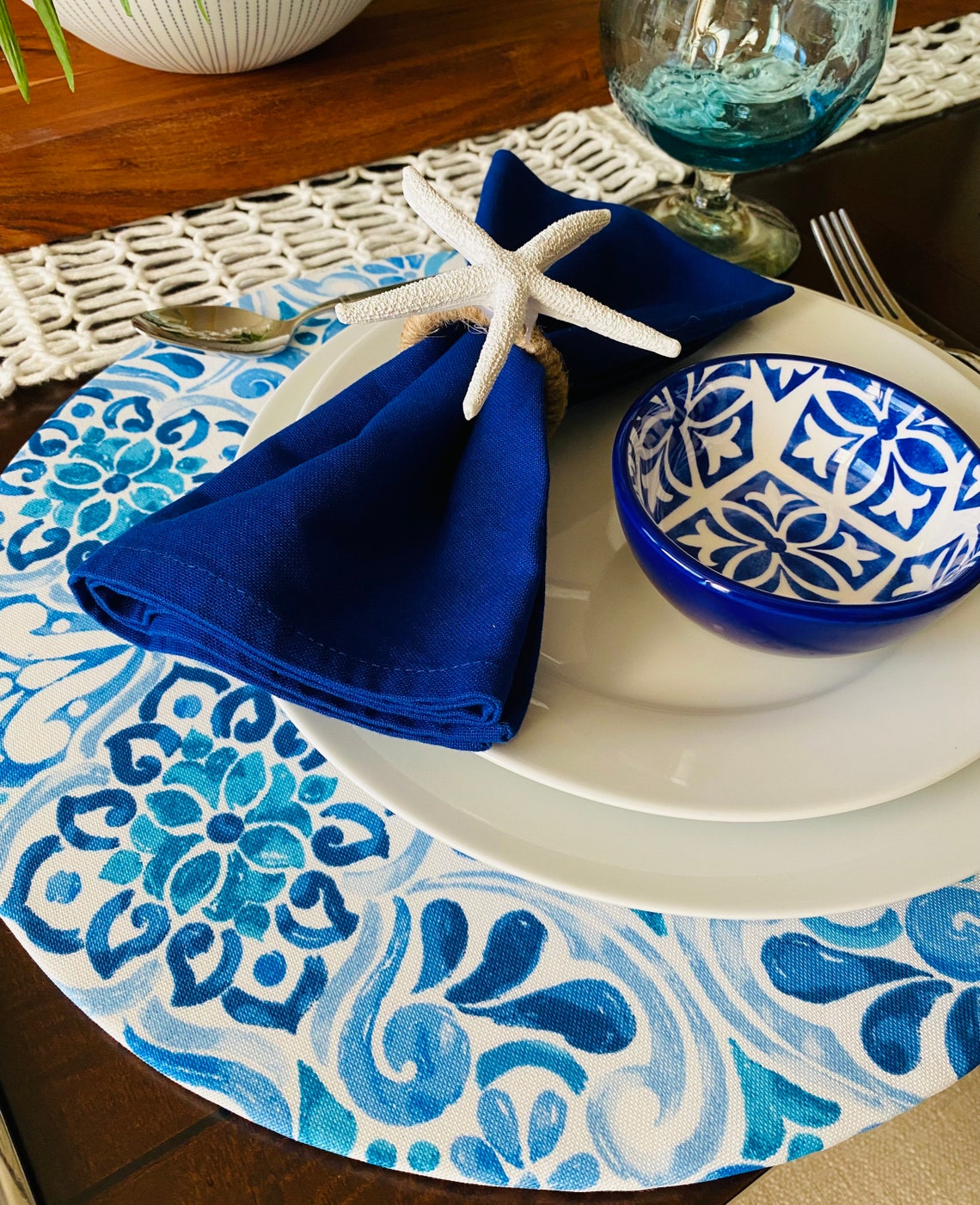 Blue Tiles Charger Plate Covers (set of 4) Covers for Sousplat ...