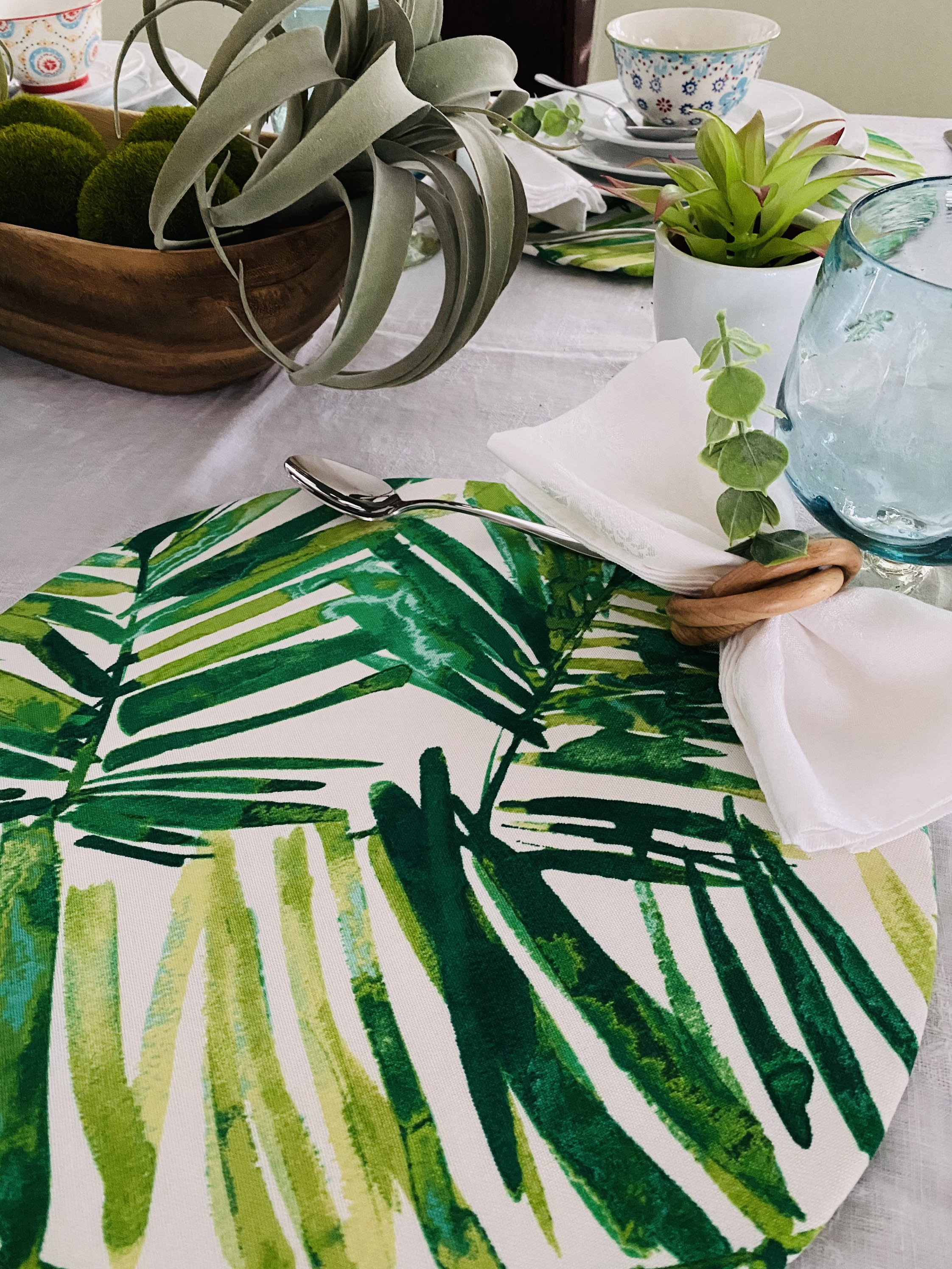 Palm Green Leaf Charger Plate Covers Set of 4 Covers for | Etsy