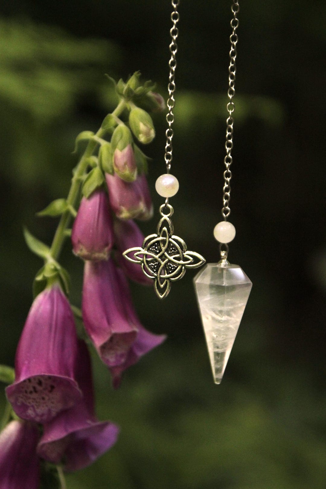 "sacred Cross" Pendulum - Quartz Divination Pendulum With Moonstone ...