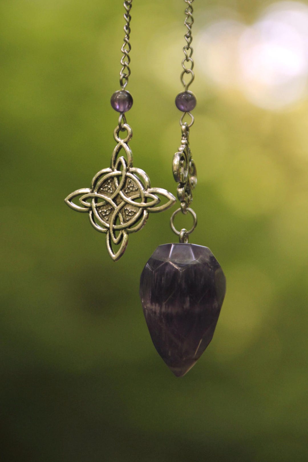 "tuatha Dé Danann" Pendulum - Amethyst Pendulum With Vintage Connector ...