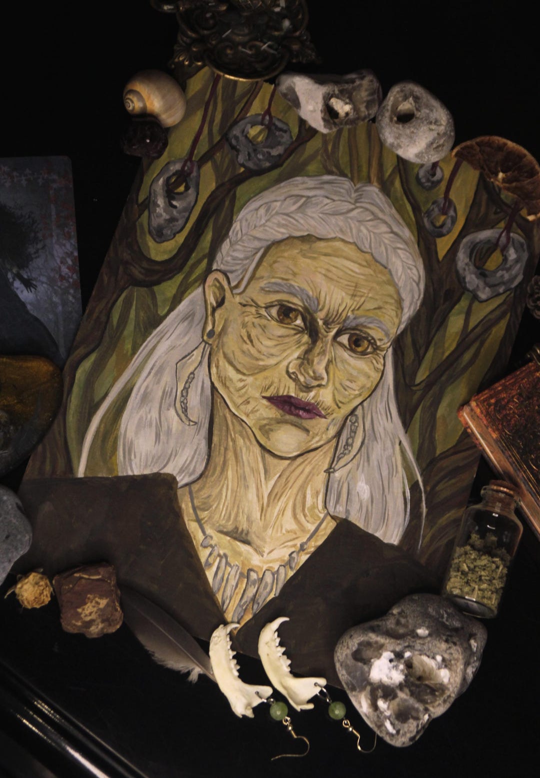Illustration Originale "the Hag and Her Stones" - Peinture De Sorcière ...