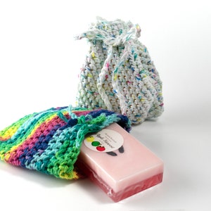 Patterned Soap Saver Sachet | 100% Cotton | Colorful Crochet Yarn Bag ...