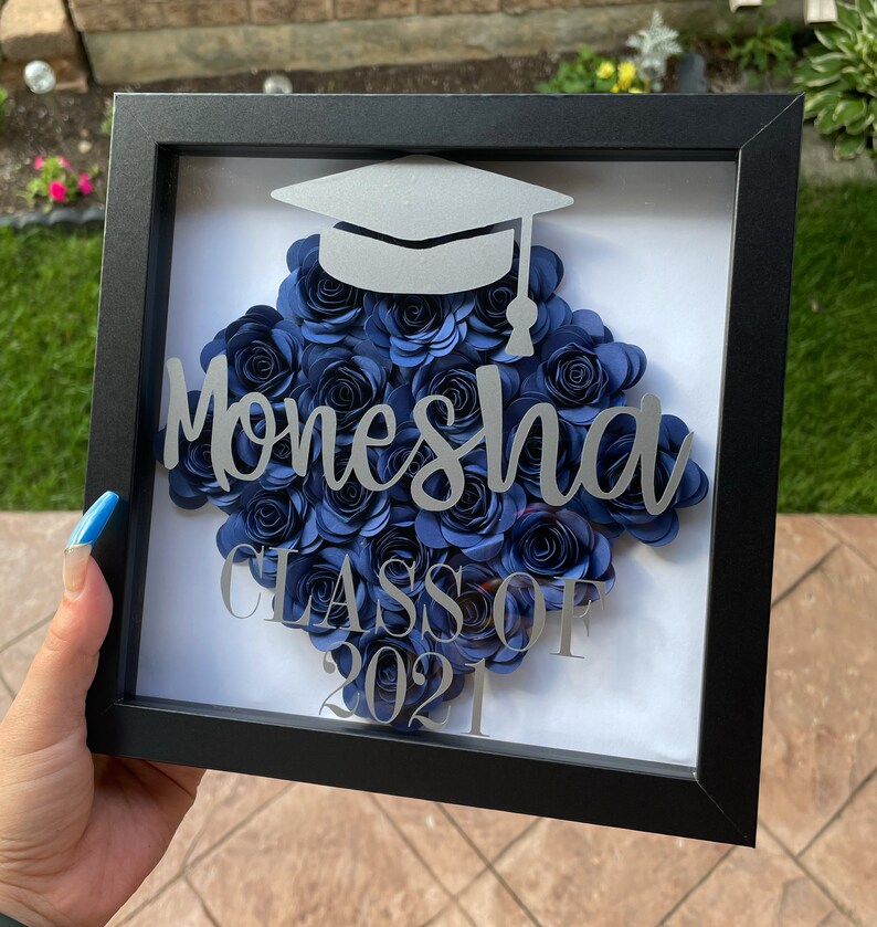 Graduation Cap Flower Shadow Box Assorted Paper Flower Box - Etsy