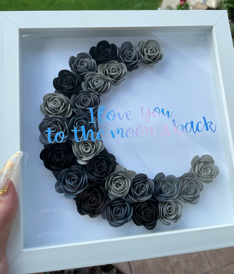 Moon Flower Shadow Box | Astronomy Gift Box | Rose Gift Box ...