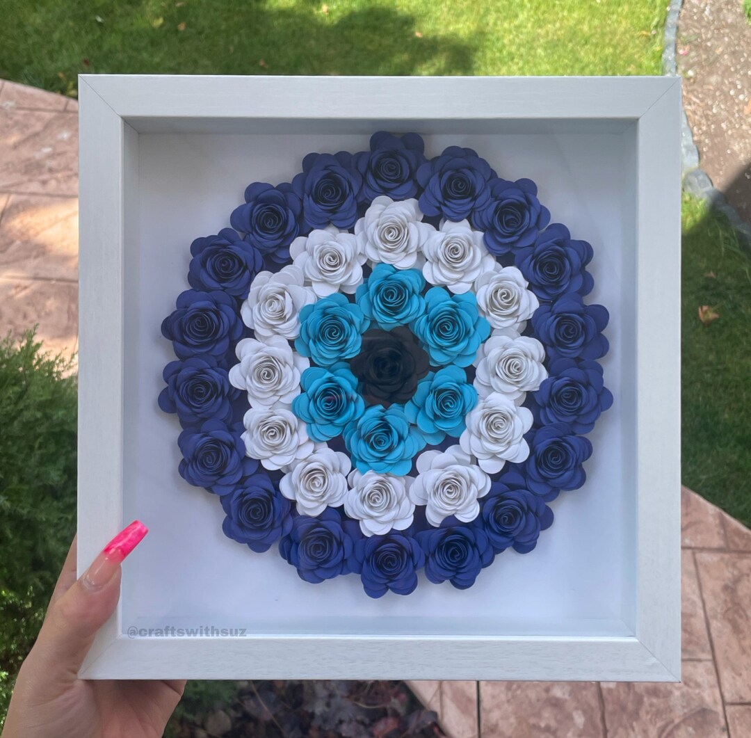Evil Eye Flower Box | Assorted Paper Flower Shadow Box | Evil Eye Art ...