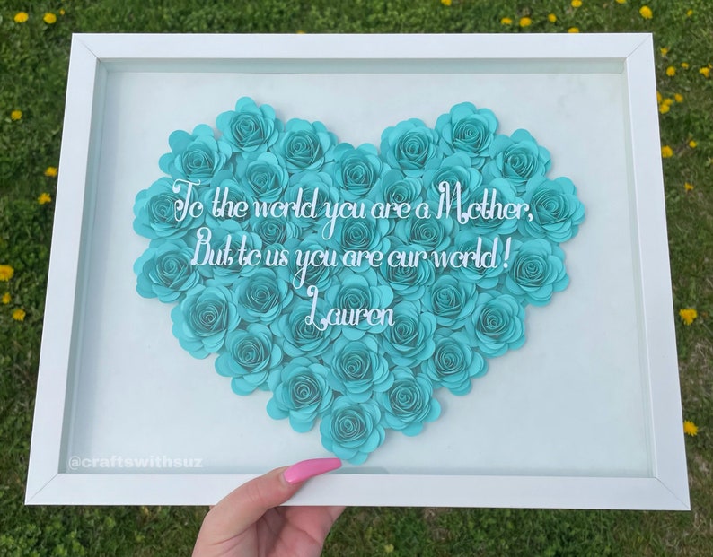 Mom Heart Shaped Flower Box Paper Rose Shadow Box - Etsy Canada