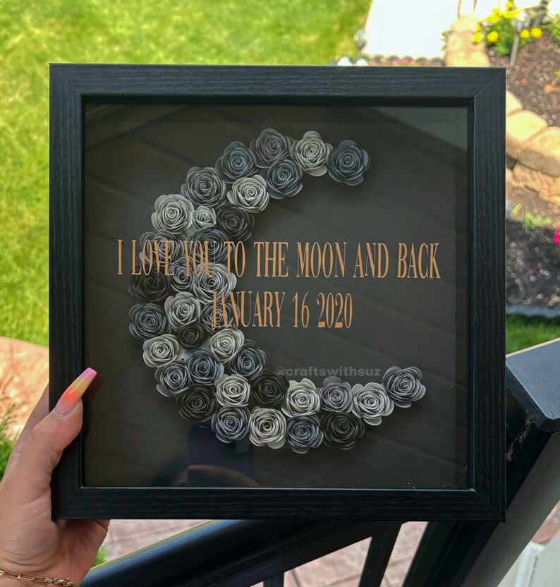 Moon Flower Shadow Box | Astronomy Gift Box | Rose Gift Box ...