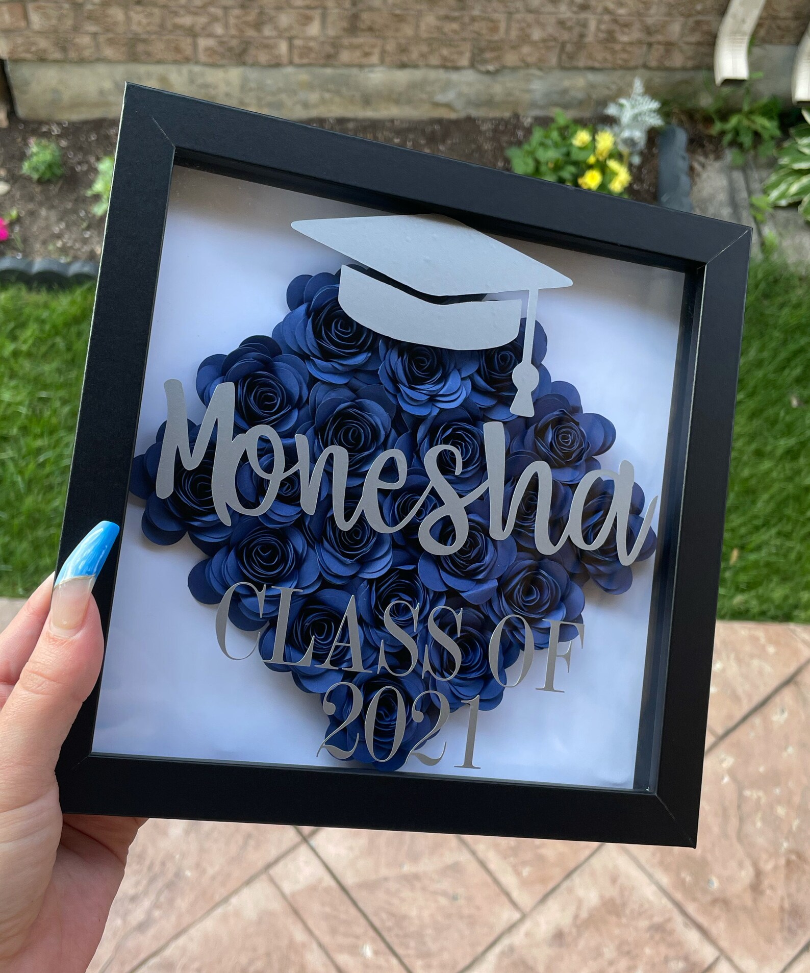 Graduation Cap Flower Shadow Box | Assorted Paper Flower Box ...